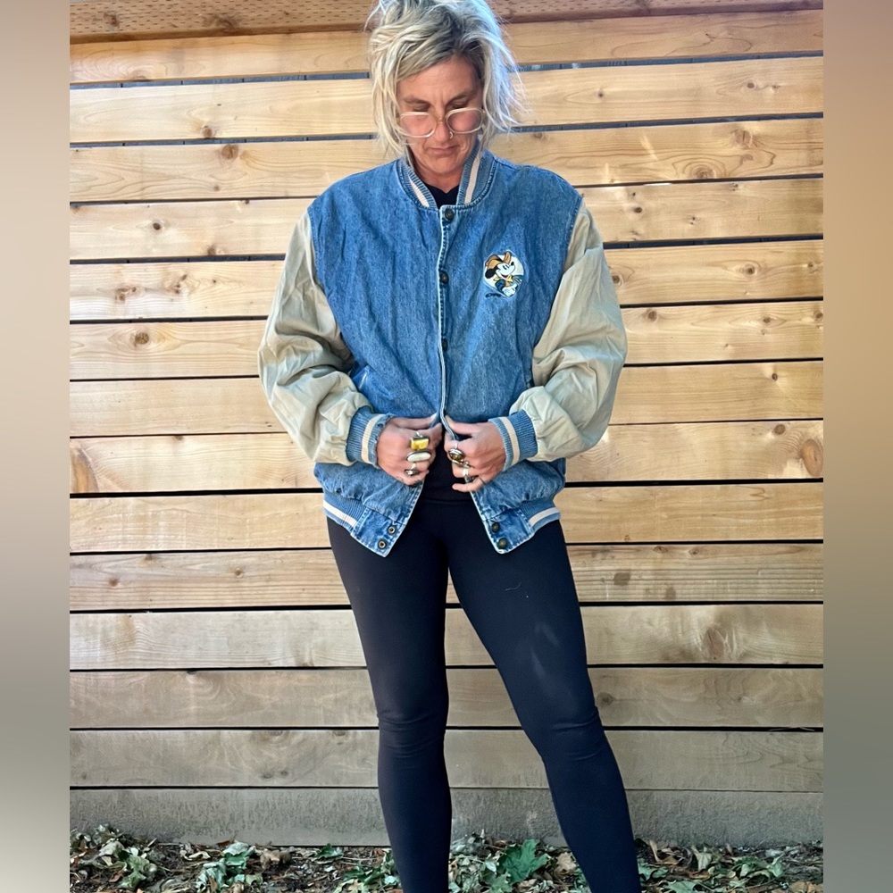 1990’s Vintage Mickey Rodeo Team Distressed Denim Jac… - Gem